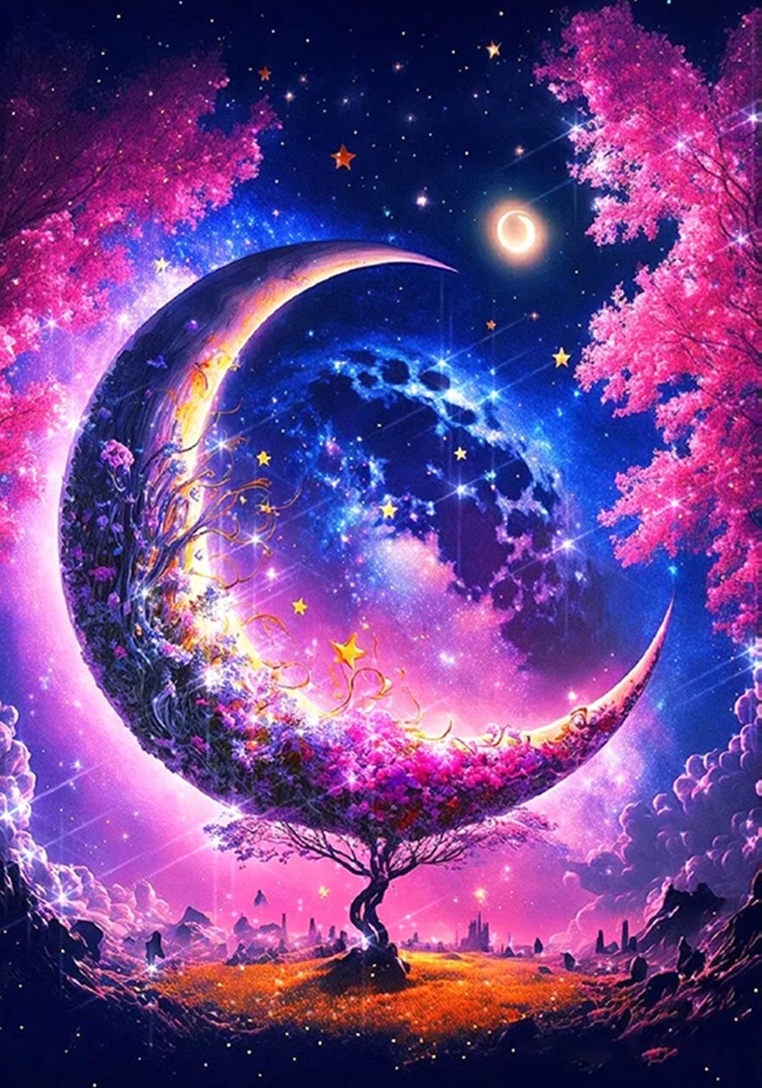 5D DIY Magical Half Moon Diamond Art Painting for Adults 30cm X 40cm ...