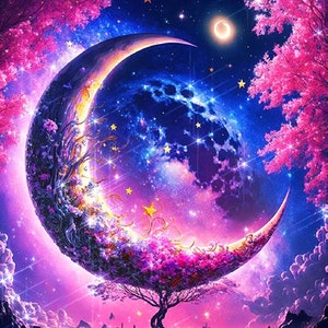 5D DIY Magical Half Moon Diamond Art Painting for Adults 30cm X 40cm ...