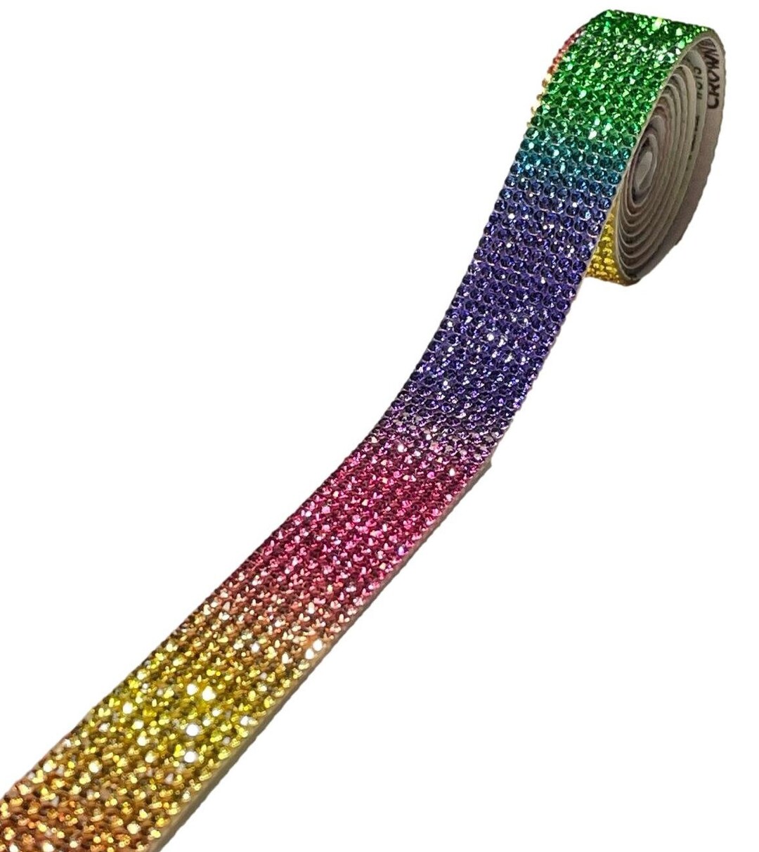 Rainbow Self Adhesive Rhinestone Roll 1 Yard (91.44cm) 8 Row Super ...