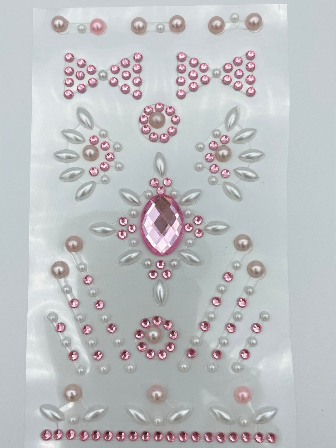 Assorted Pink Self Adhesive Acrylic Gems and Pearls Embossed Mini ...