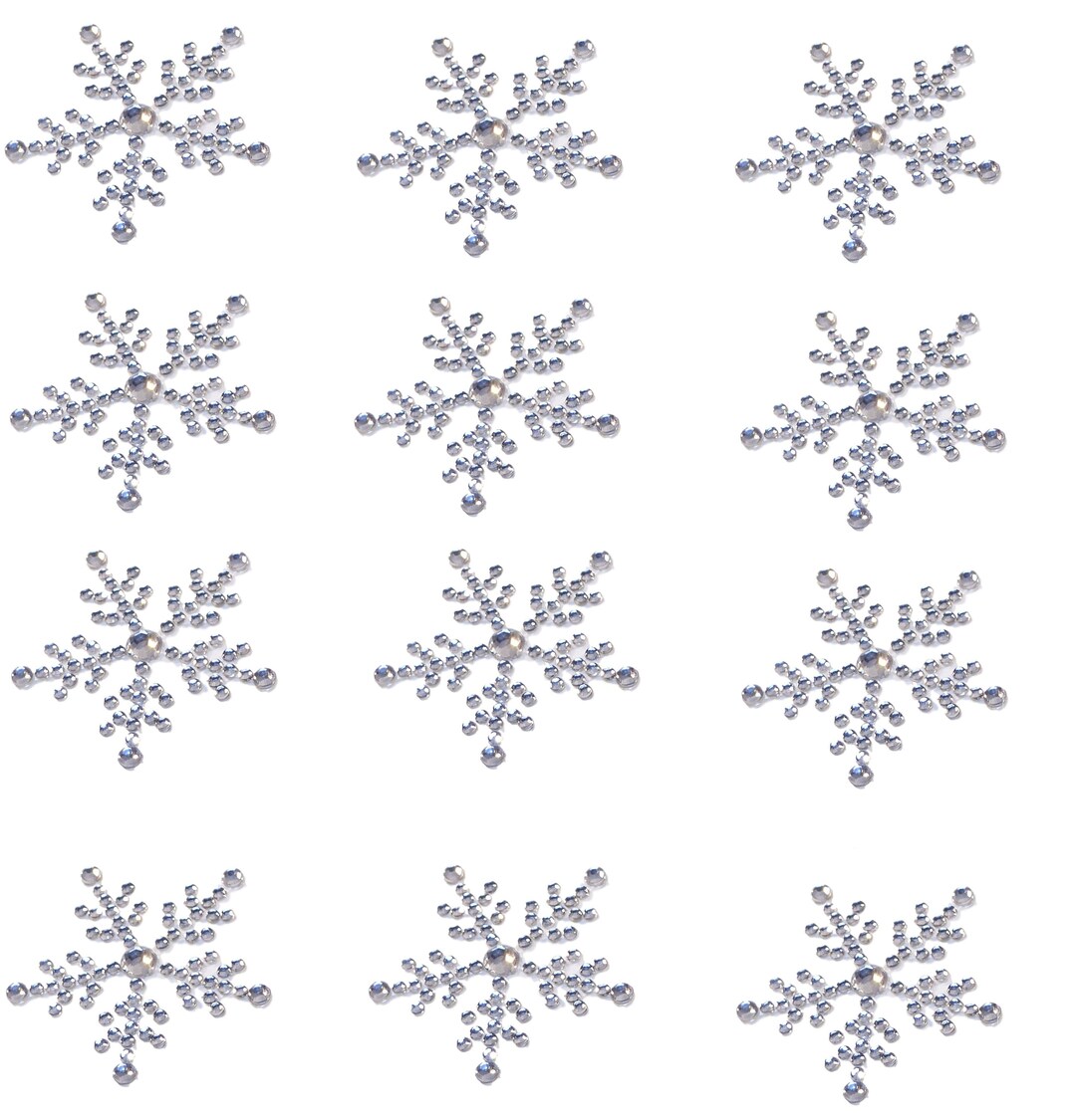 12 X Snowflake Rhinestone Stickers Embellishments Sparkly Resin Self ...