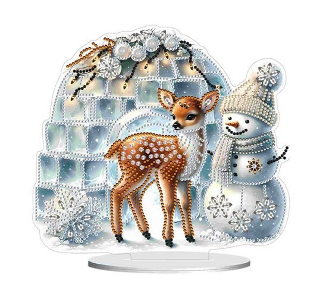 5D DIY Igloo and Reindeer Christmas Diamond Kit Rhinestone Approx 24cm ...