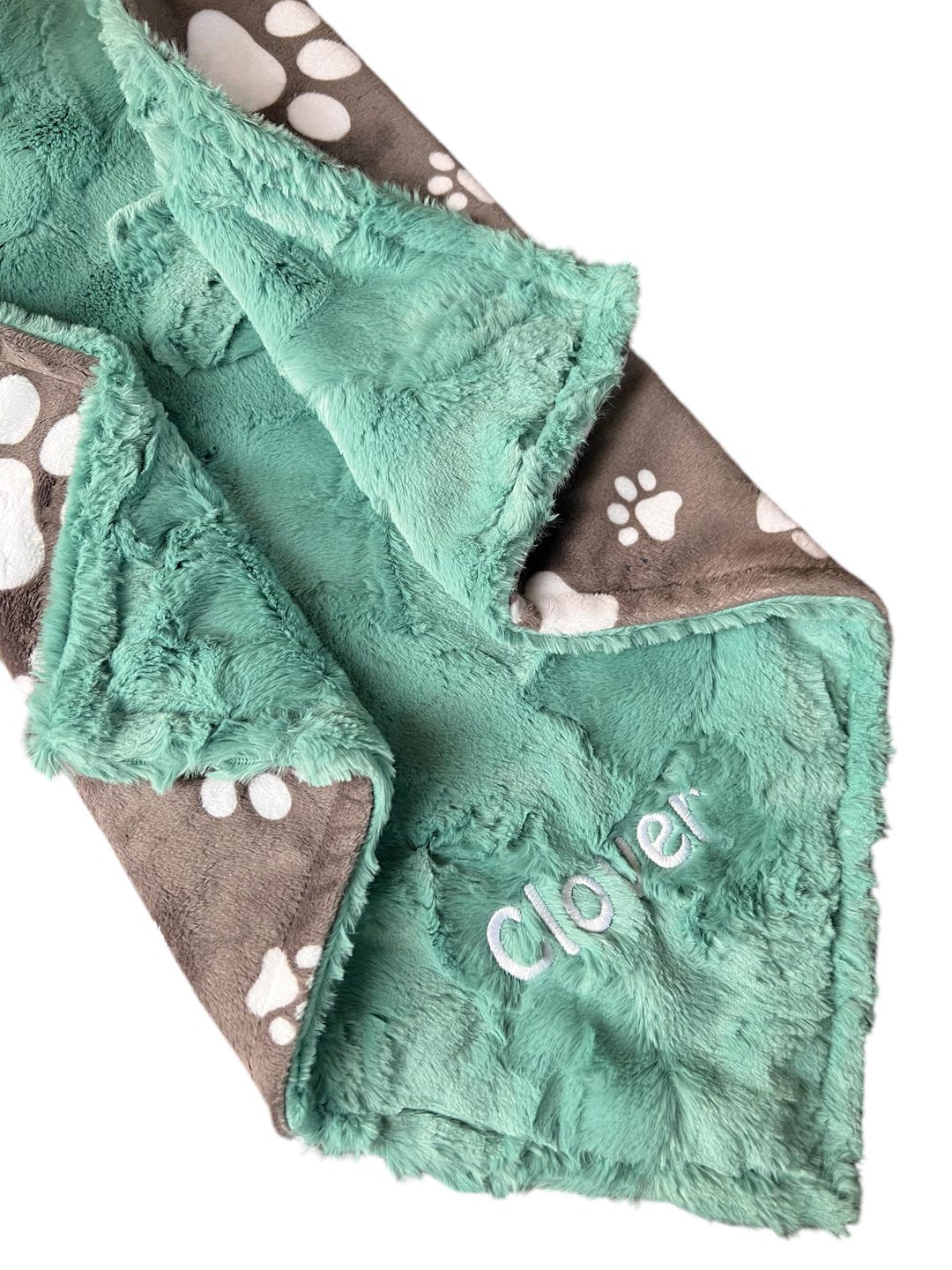 Personalized Gray Paw Print Minky Dog Blanket: Soft Minky Blanket for ...