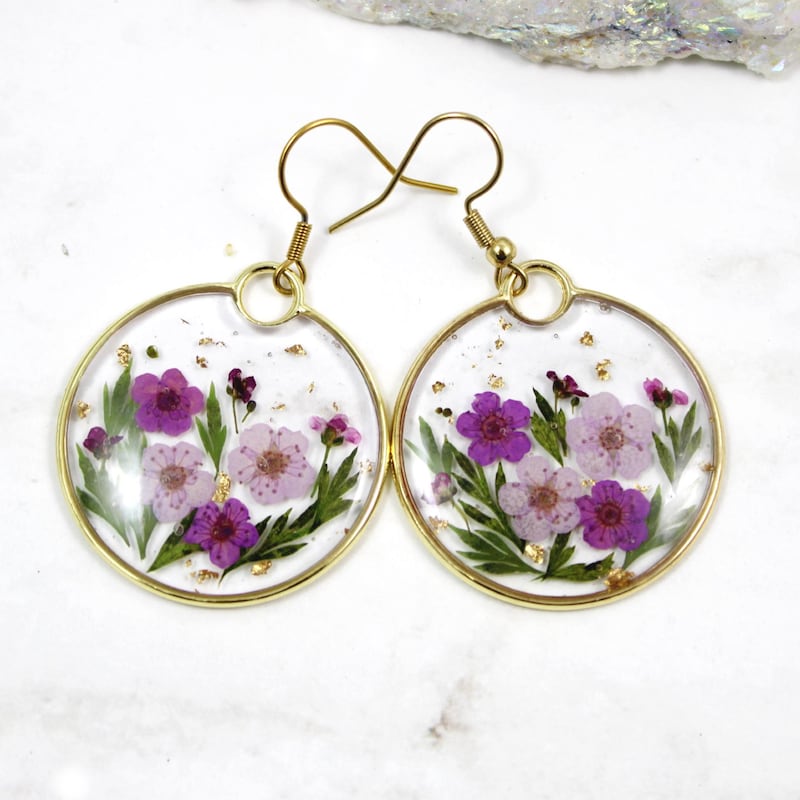 Pressed Flower Circle Ring - Etsy