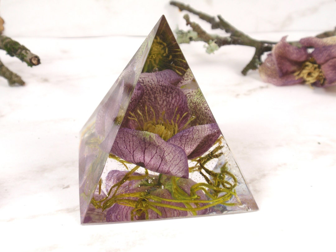 Resin Flower Pyramid - Real Flower Home Decor Pyramid - Housewarming ...