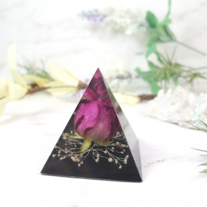 Red Rose Resin Pyramid | Paperweight Keepsake | Real Flower Home Decor ...