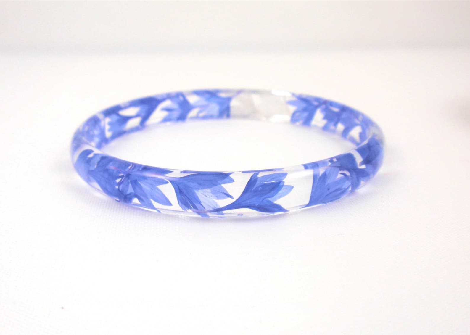Blue Flower Resin Bracelet |cornflower Bangle Birthday Gift | Botanical ...