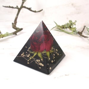 Red Rose Resin Pyramid | Paperweight Keepsake | Real Flower Home Decor ...