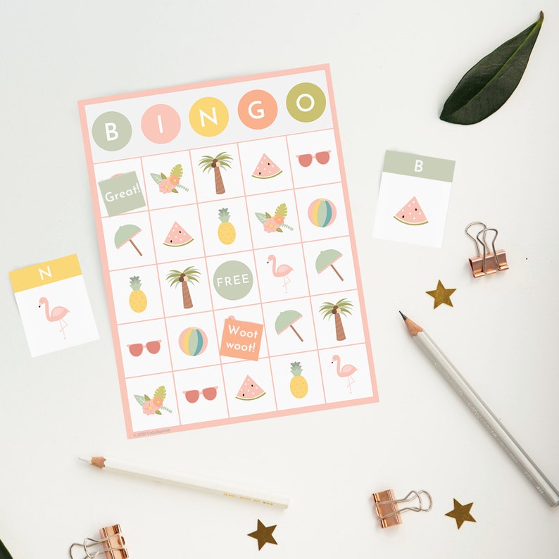 Tropical Flamingo Bingo 15 Pack! Instant Download / Easy to Print and ...