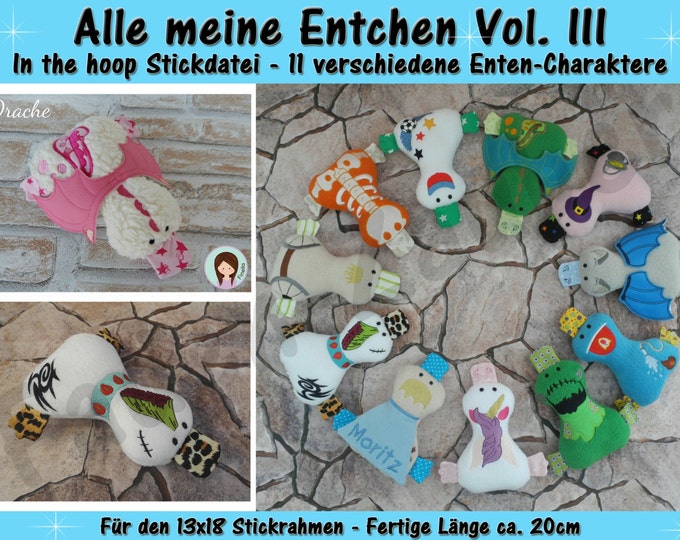 Entchen Set Vol. III in the hoop Größe M 13x18cm - Etsy.de