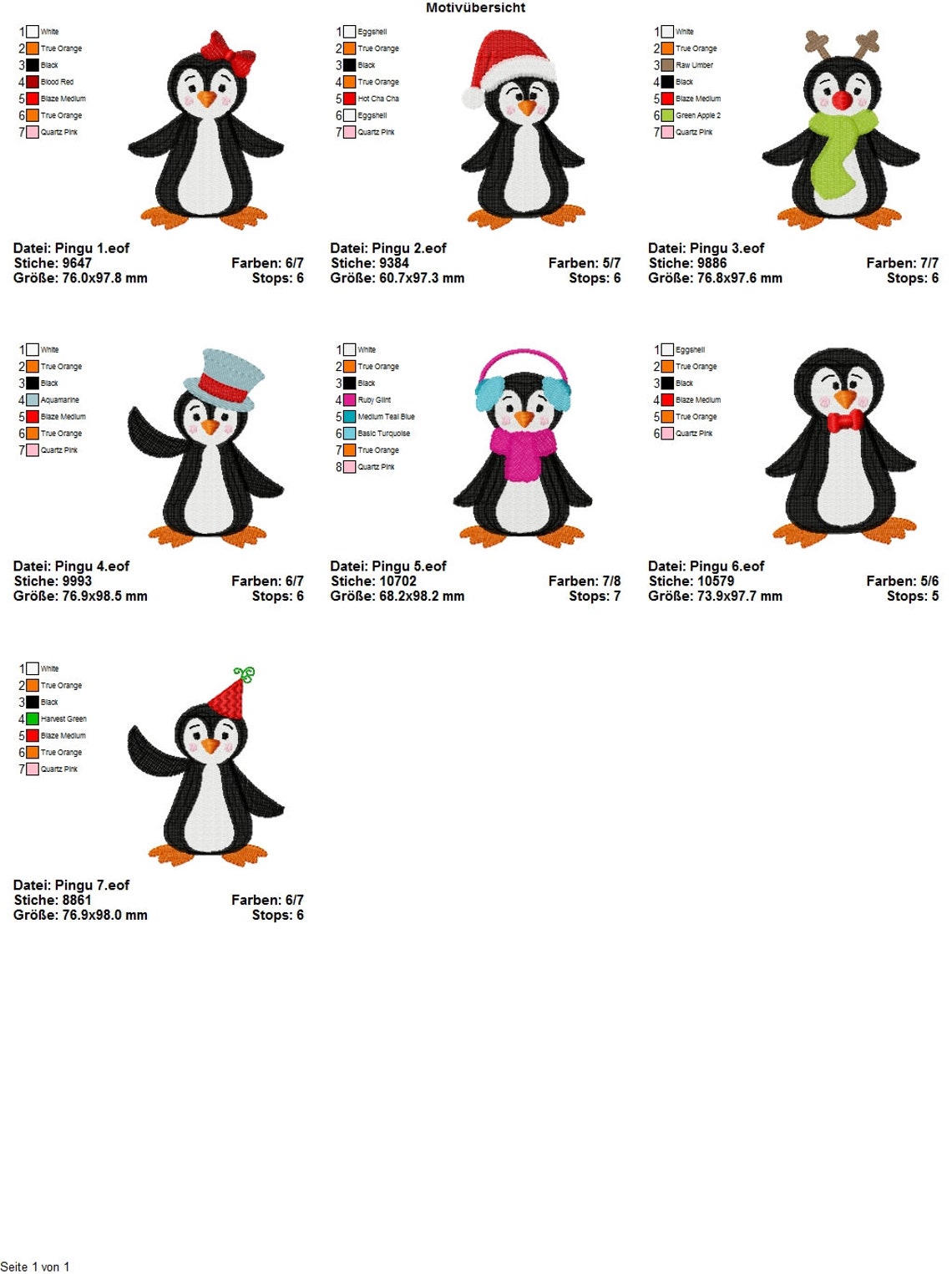 Pingu Family-stick File Set for the 10 X 10 Cm Frame | Etsy