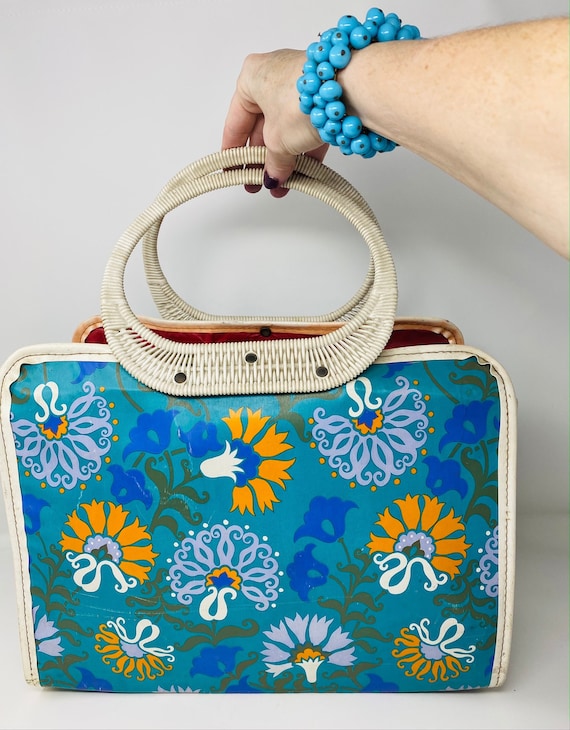 CUTE PVC/Plastic Vintage Floral 1960's Handbag / Shop… - Gem