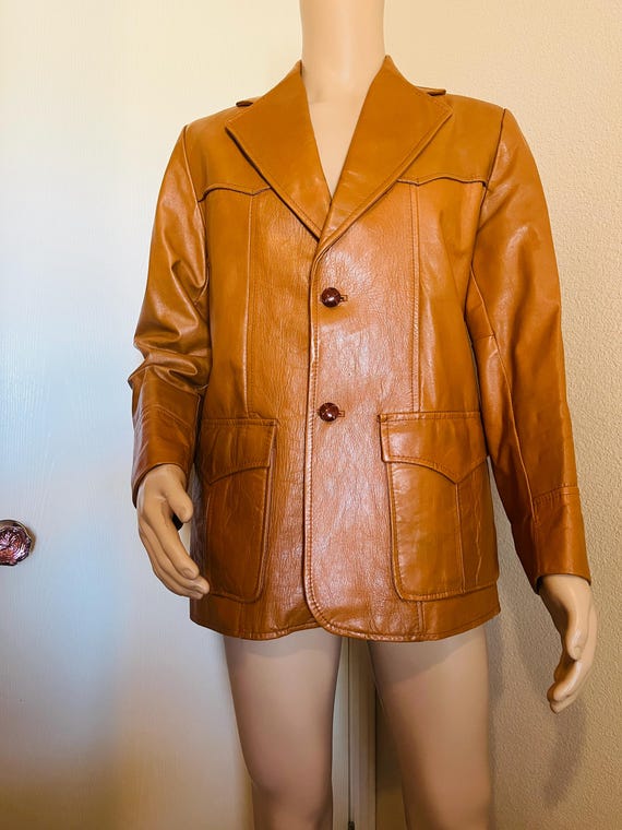 LOVELY Vintage 1970's Tan Leather Mens Jacket Made In… - Gem