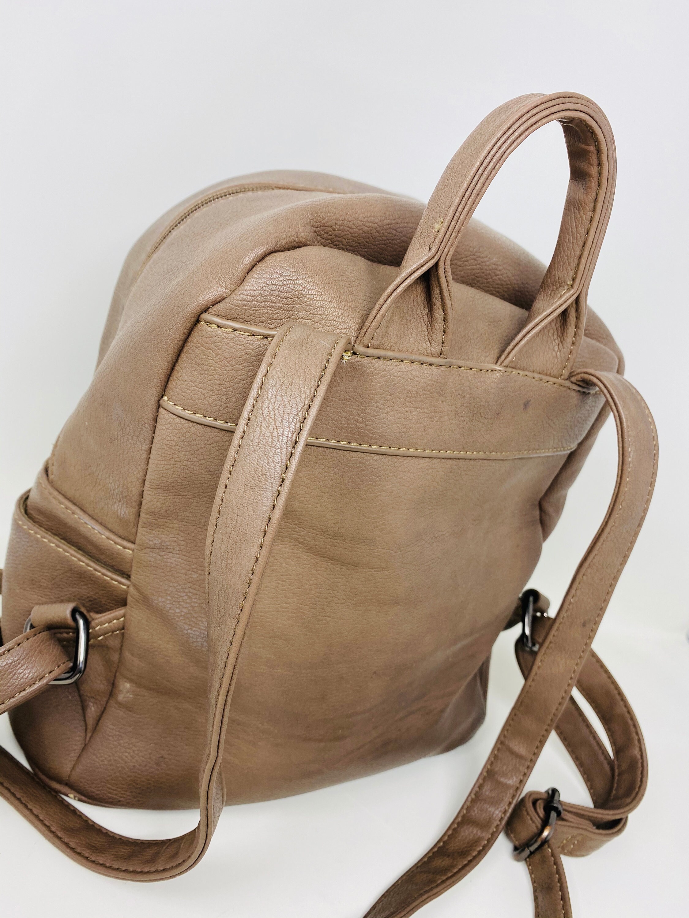 NICE Faux-leather Fawn Coloured Backpack Lots of Pockets - Etsy UK