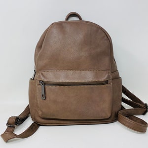 NICE Faux-leather Fawn Coloured Backpack, Lots of Pockets - Great ...
