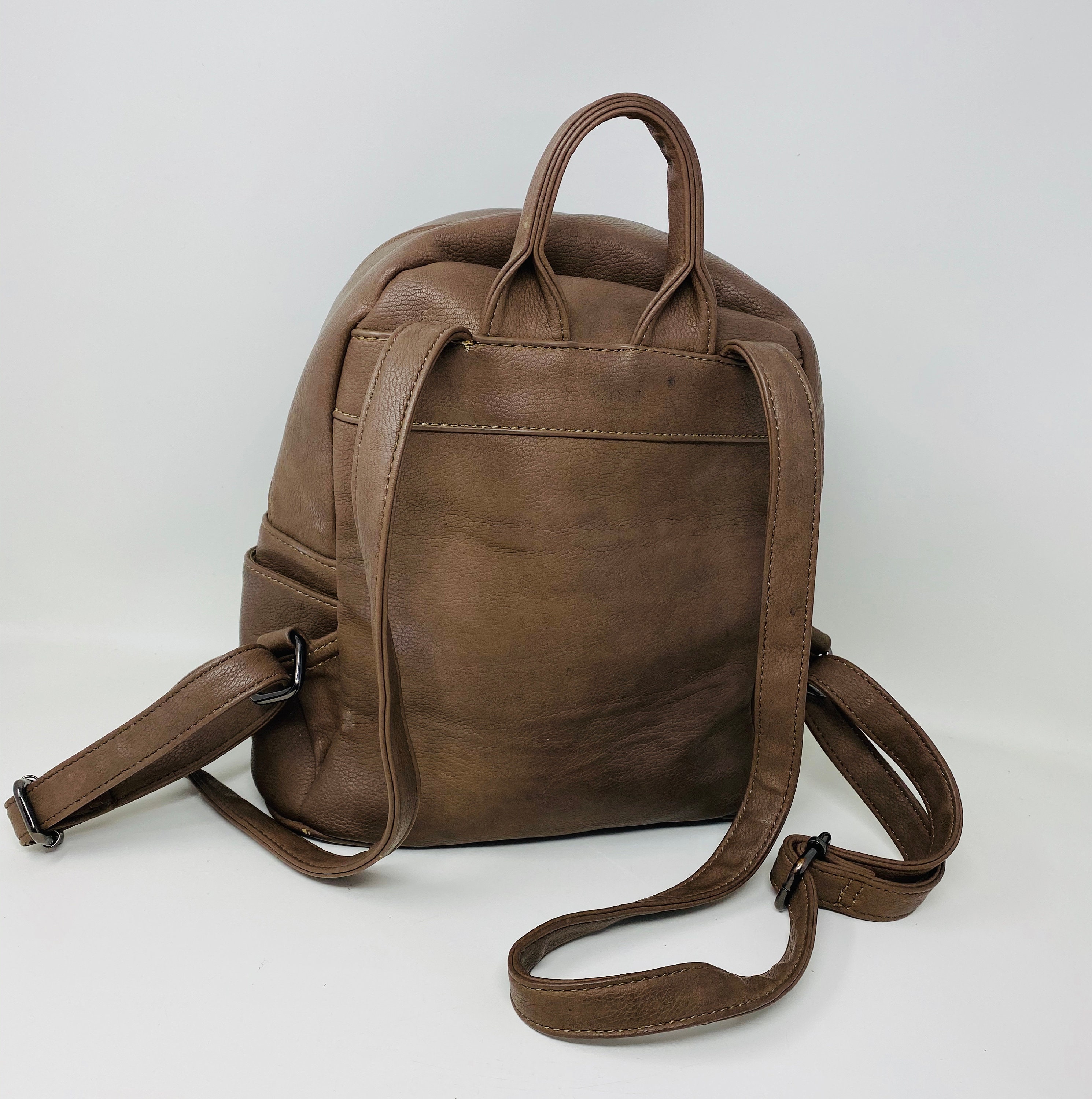 NICE Faux-Leather Fawn Coloured Backpack Lots Of Pockets | Etsy