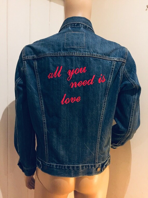 LOVELY 'Levi' Vintage Denim Jacket With Words 'All Yo… - Gem