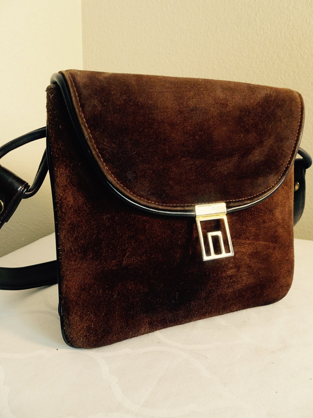 LOVELY Vintage 1960's Handbag Made in USA by 'kadin' - Brown Suede ...