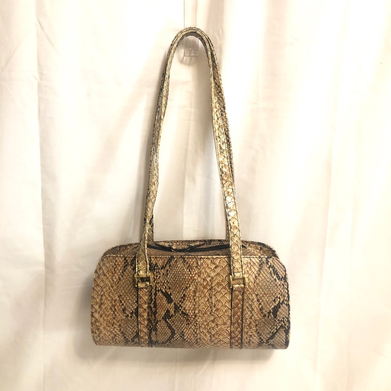 Natural Python Shoulder Bag Brown Faux Snakeskin Baguette - Etsy