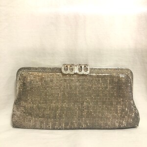 Vintage Silver Metal Mesh Evening Clutch, Antique Silver Metallic ...