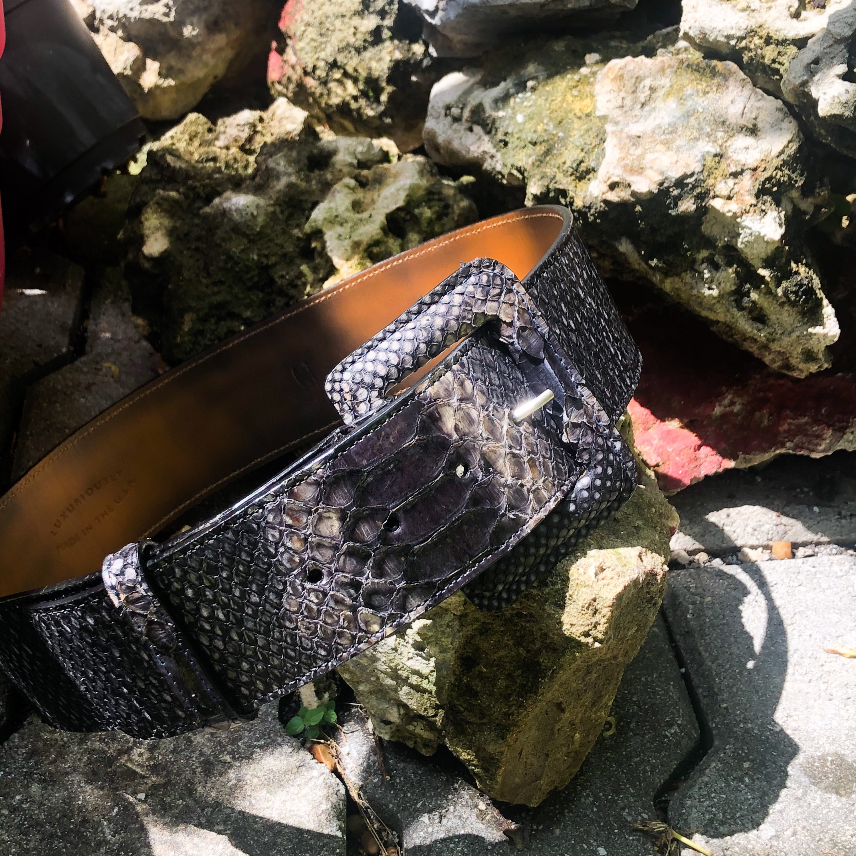 Black Genuine Python Leather Belt Size 27 Grey Snakeskin - Etsy.de