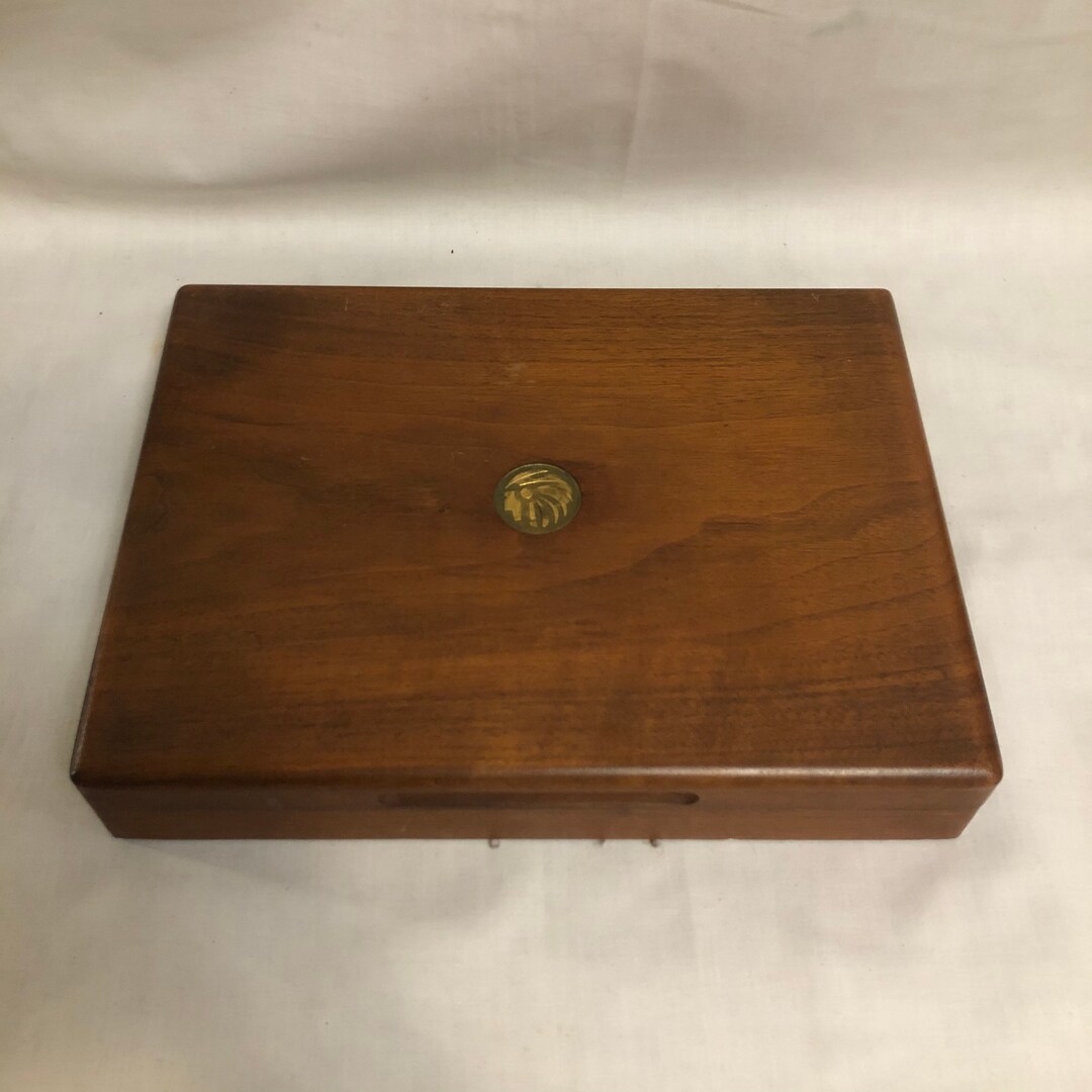 Vintage Decatur Industries Walnut Cigar Humidor, Minimalist Mid Century ...