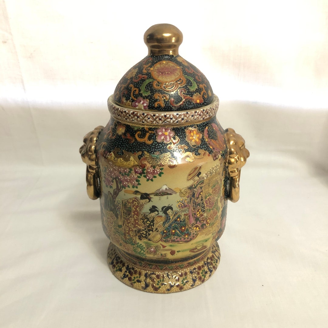 Vintage Satsuma Ginger Jar With Geisha Girls and Floral Illustrations ...
