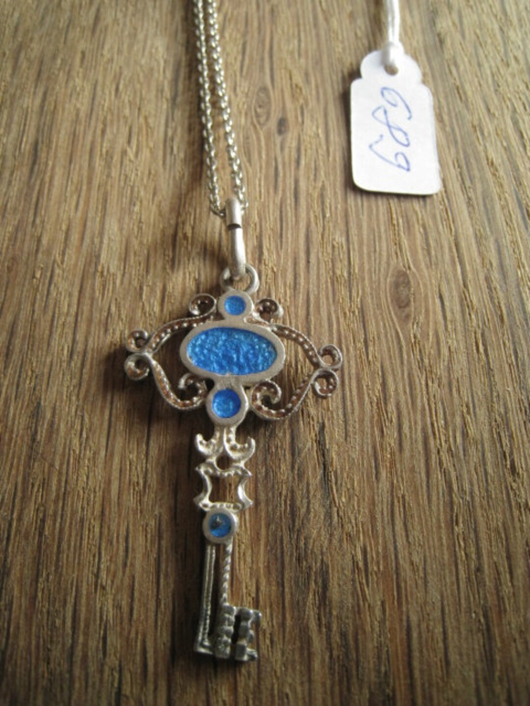 Sterling Silver Blue Enamel Skeleton Key Pendant Chain 18 689 - Etsy ...