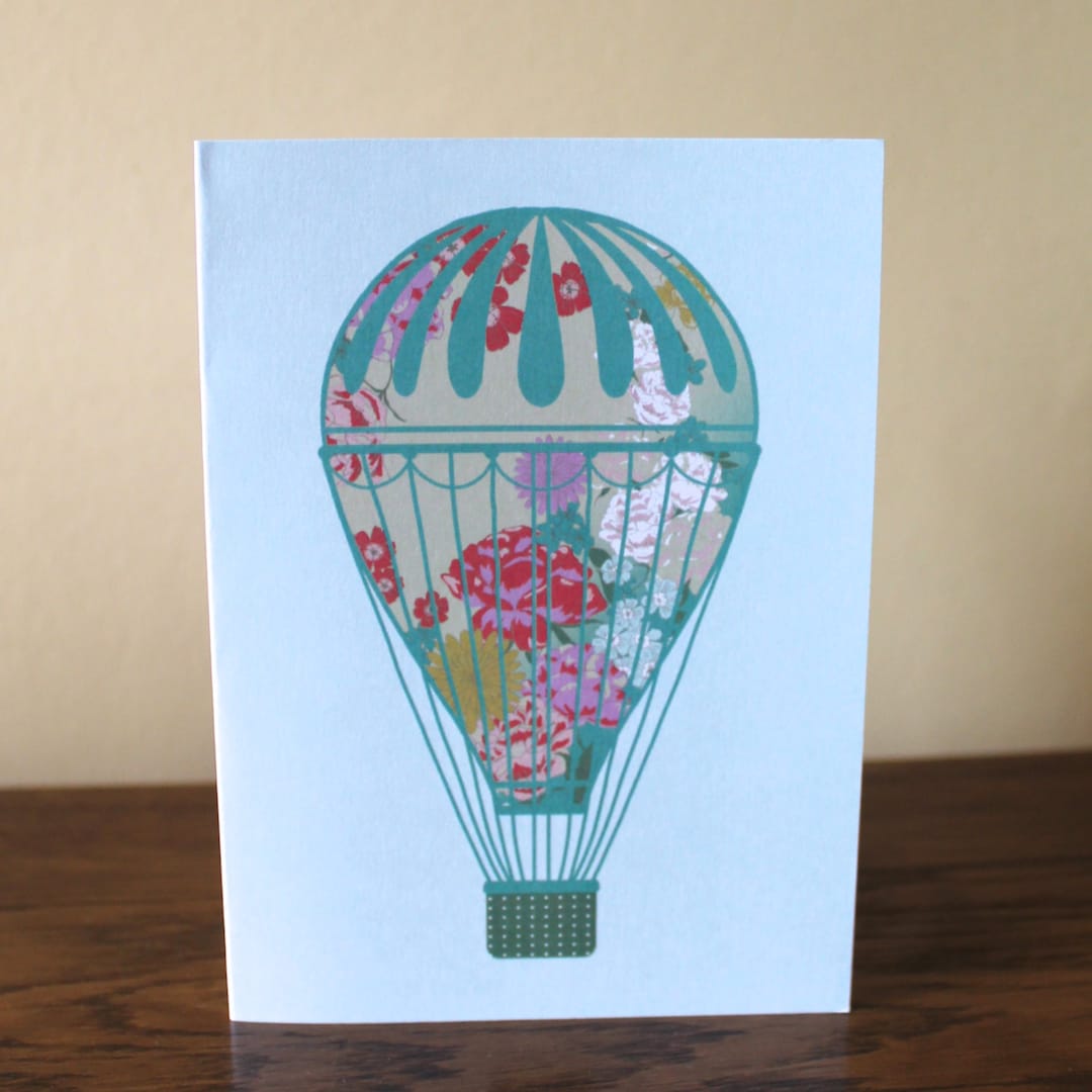 Hot Air Balloon Greetings Card - Etsy