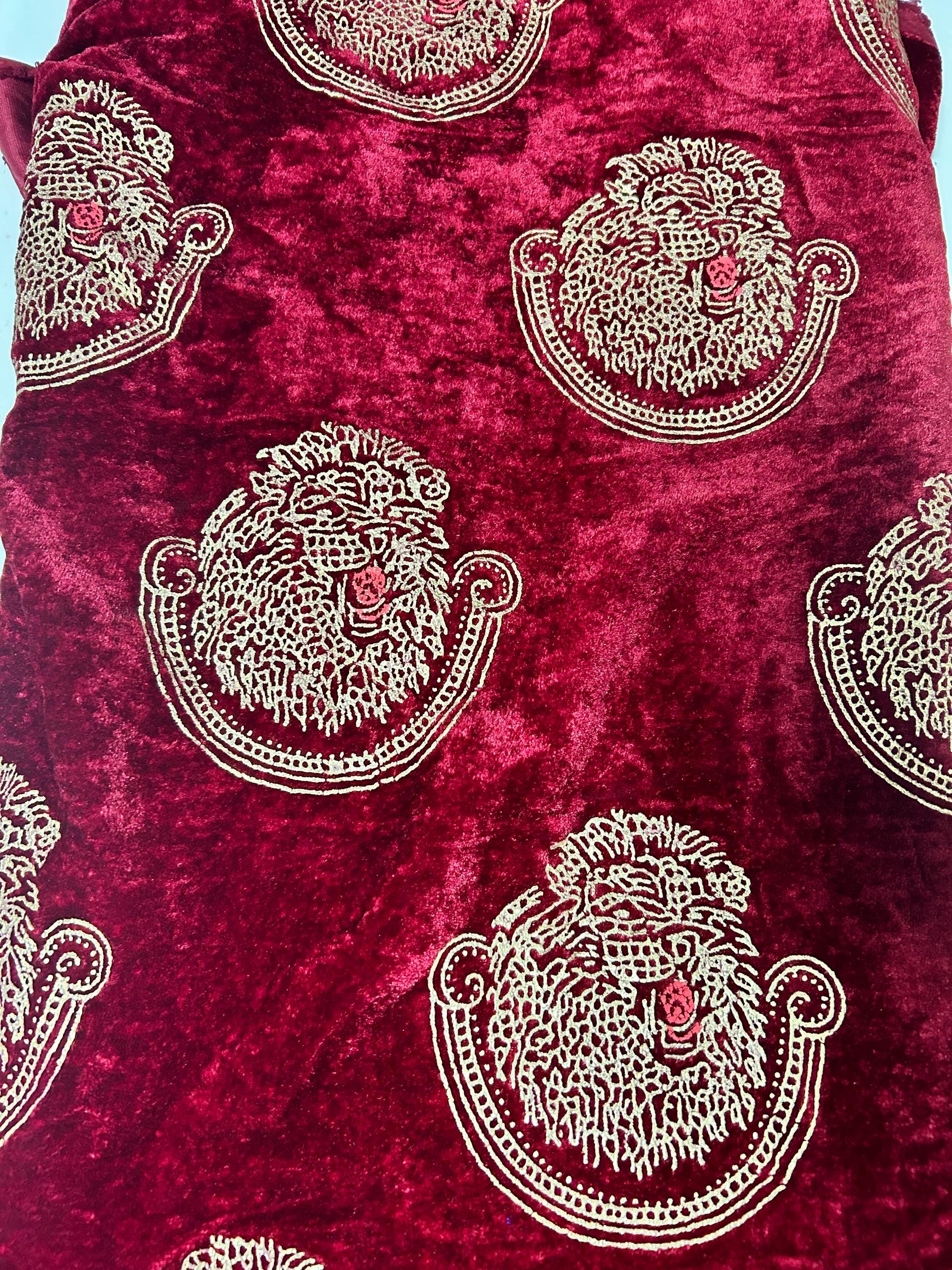 Isi Agu Red Velvet Nigerian Igbo Tribal Fabric per Yard/ Nigerian Feni ...