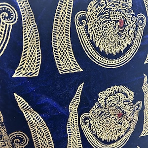 Isi Agu Royal Blue Velvet Nigerian Igbo Tribal Fabric per Yard ...