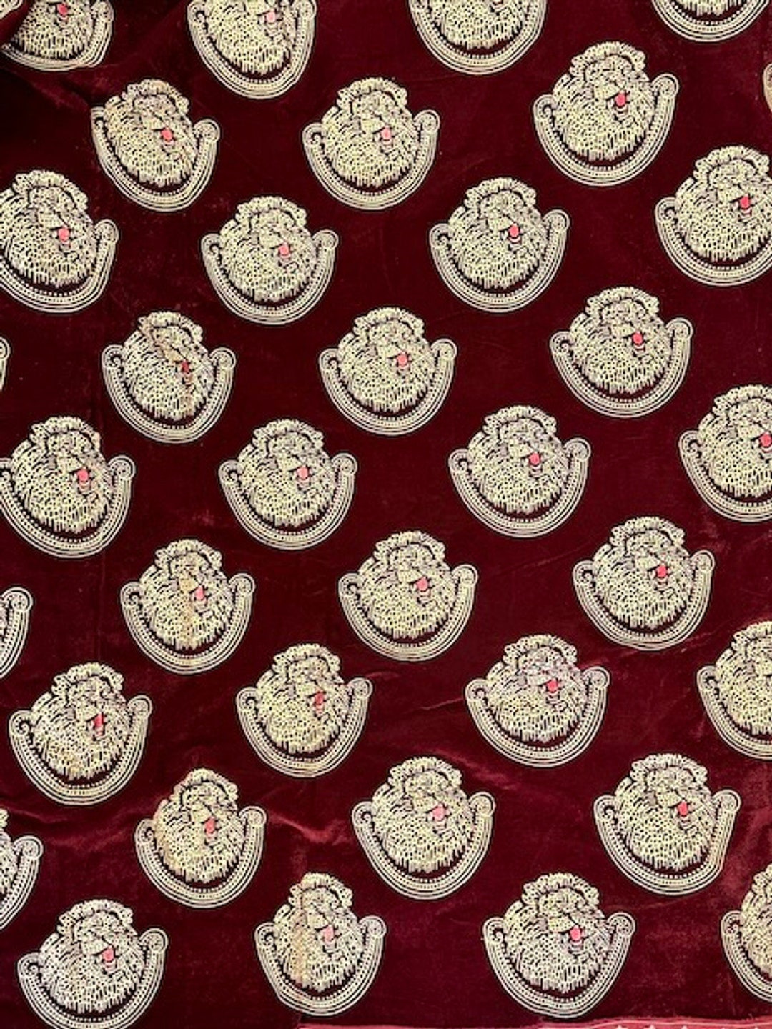 Isi Agu Red Velvet Nigerian Igbo Tribal Fabric per Yard/ Nigerian Feni ...