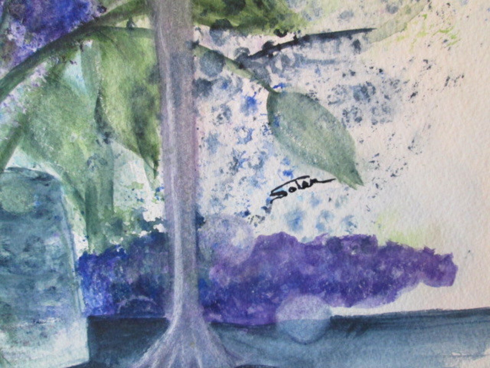 Purple Abstract Floral Watercolor Original Painting 18x24 Unmatted ...