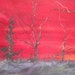 Red and Black Tree Painting Sunrise Watercolor Original - Etsy