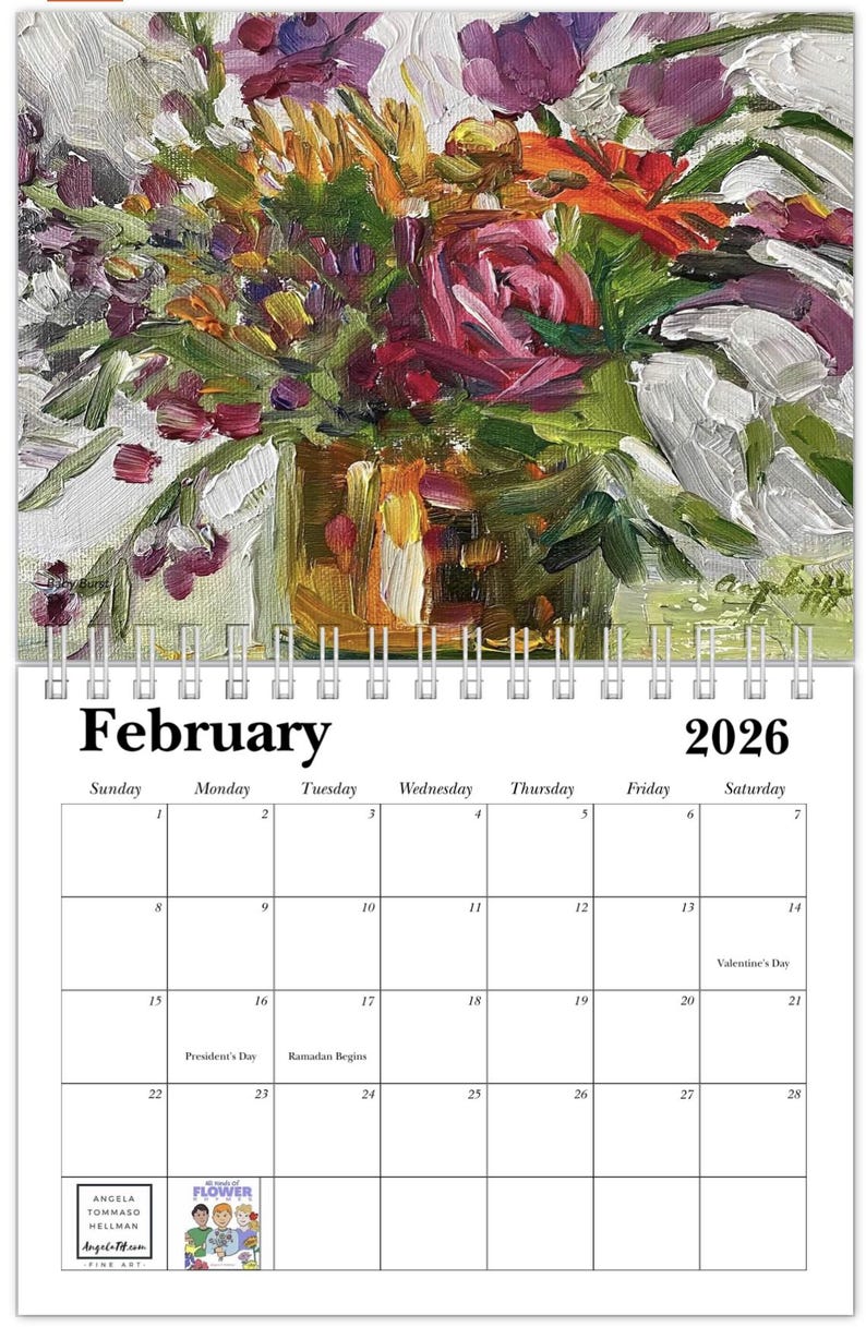 2026 Fine Art Paintings Calendar, Floral Oil Artwork (8.5 X 11 Inch) - Etsy