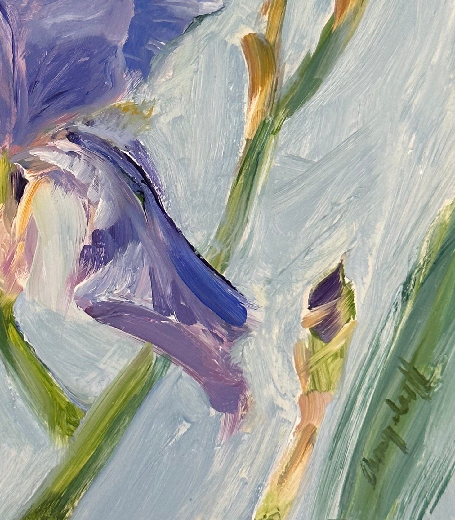Original Iris Oil Painting: Impressionist Floral Still Life, 6x6 Garden ...
