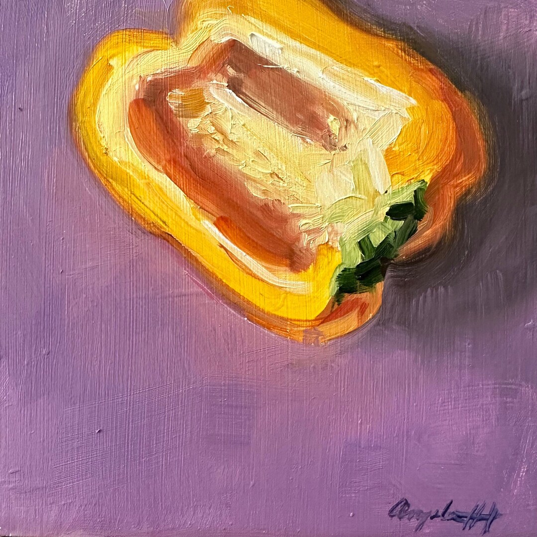 Original Oil Painting of Orange Pepper Impressionistic Style Oil ...