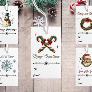 Printable Vintage Christmas Gift Tags, Retro Holiday Favor Tags ...