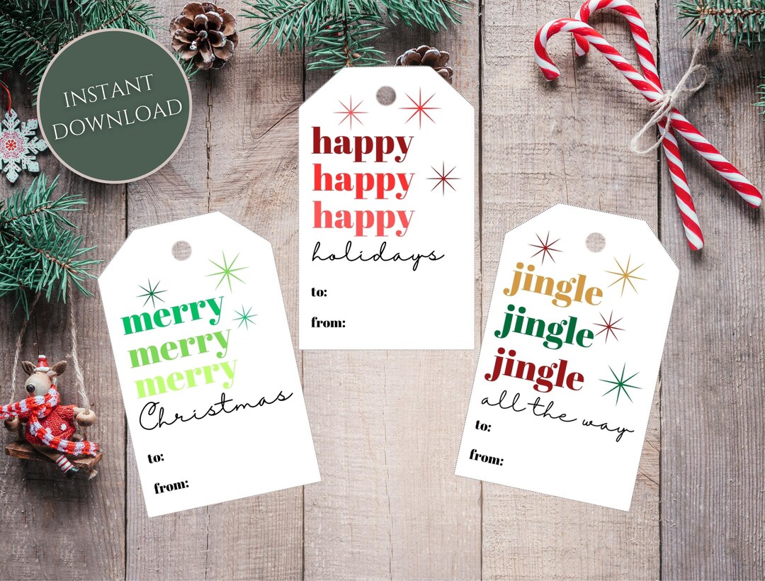 Christmas Gift Tags, Printable Gift Tags, Name Tag, Christmas Present ...