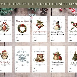 Printable Vintage Christmas Gift Tags, Retro Holiday Favor Tags ...