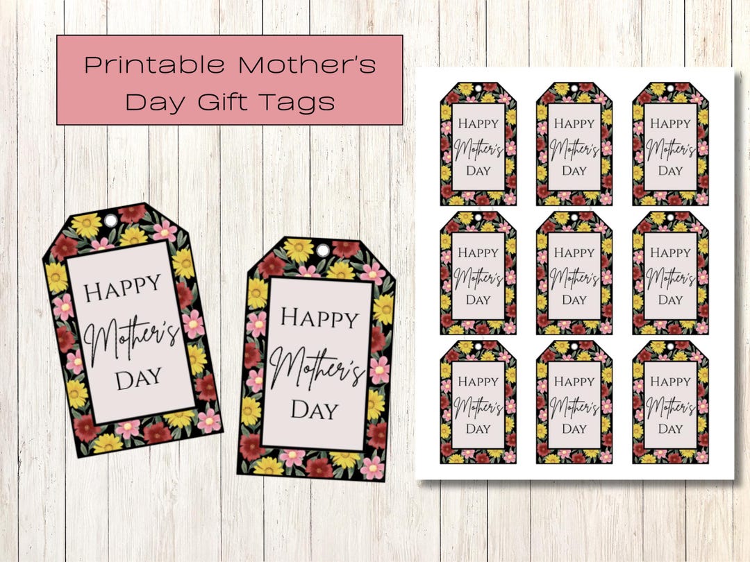 Floral Mother's Day Gift Tags, Printable Gift Tags, Flowers Gift Label ...