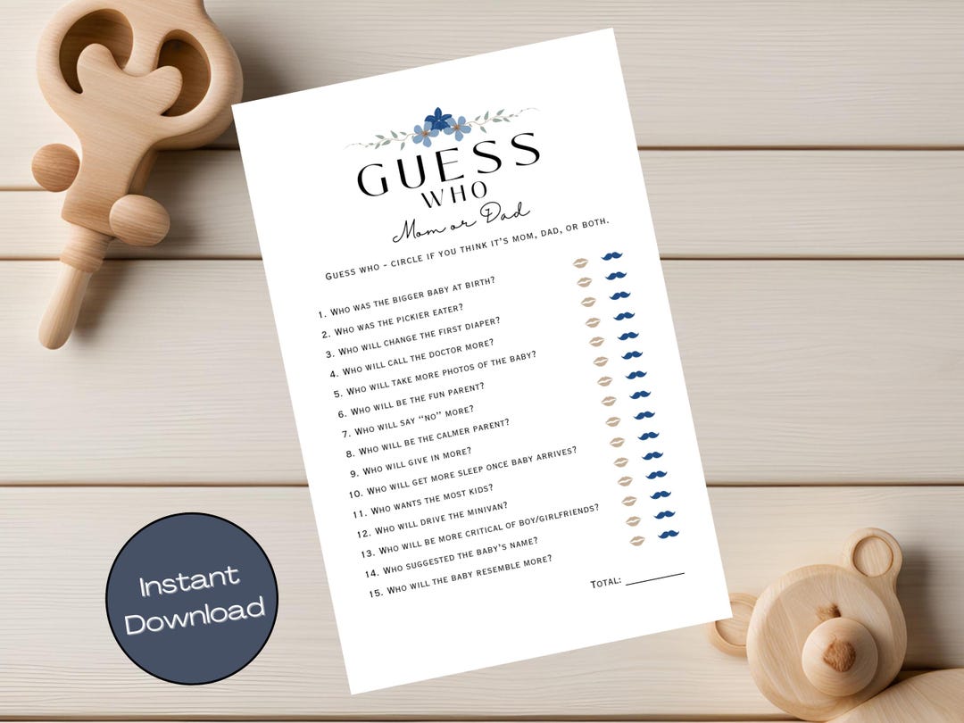 Baby Guess Who Mom or Dad Game, Baby Shower Activity, Baby Guess Game ...