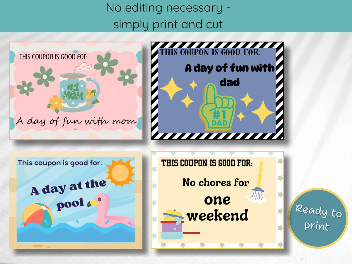 Printable Kids Reward Coupons: Chore & Behavior Vouchers (instant ...