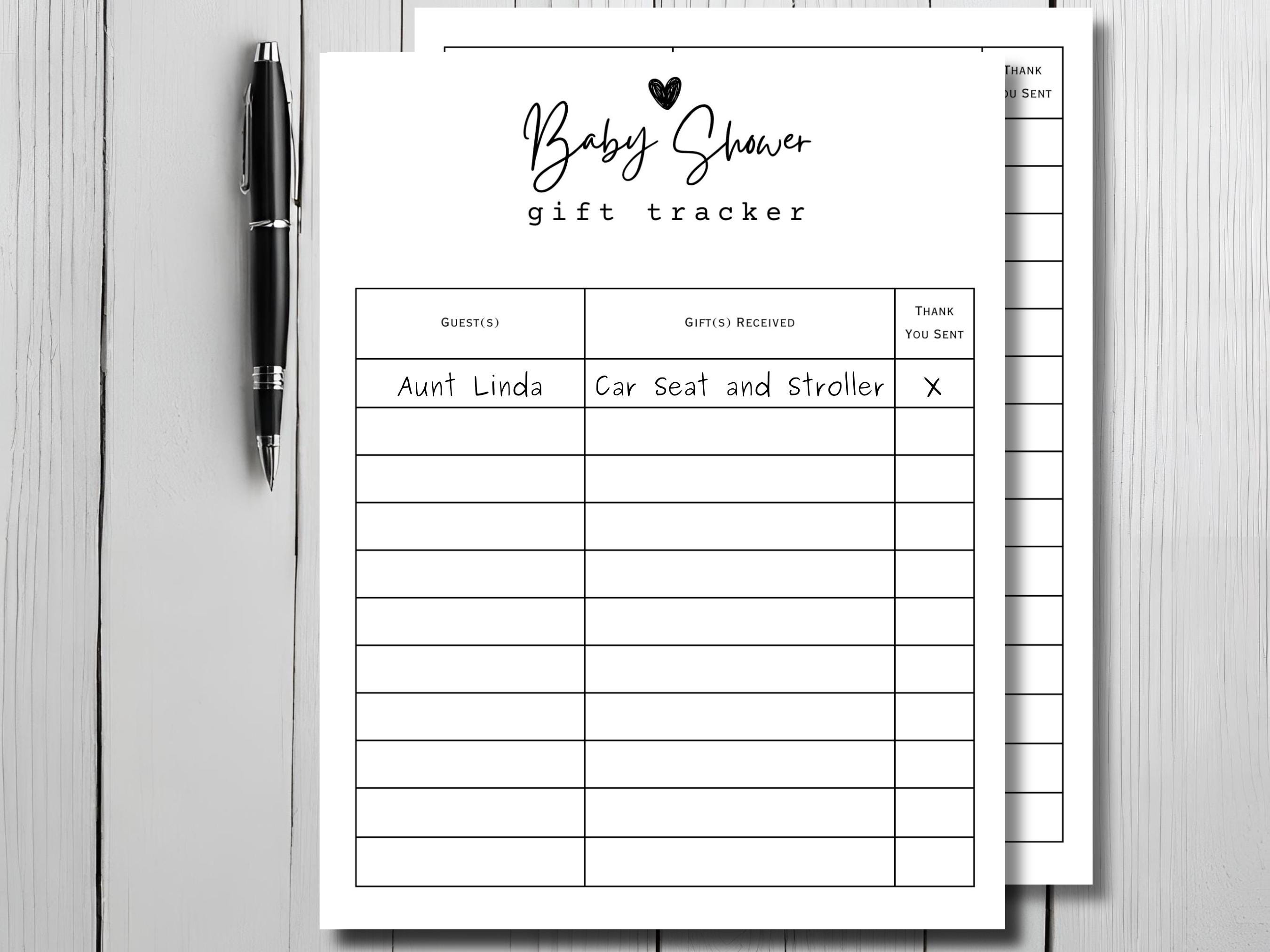 Printable Baby Shower Gift Tracker - Easily Track Baby Shower Gifts and ...