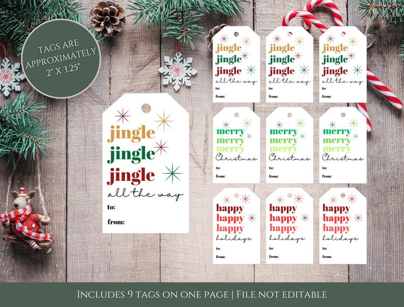 Christmas Gift Tags, Printable Gift Tags, Name Tag, Christmas Present ...