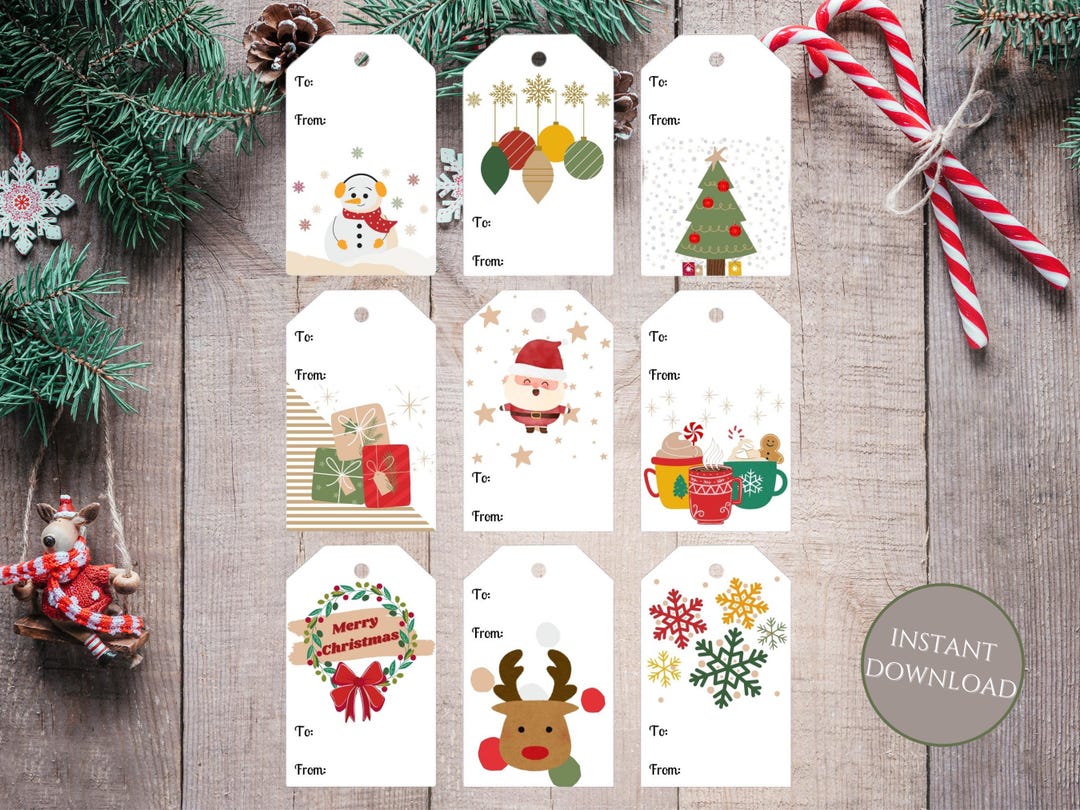 Christmas Gift Tags Printable, Gift Label, Christmas Present Name Tag ...
