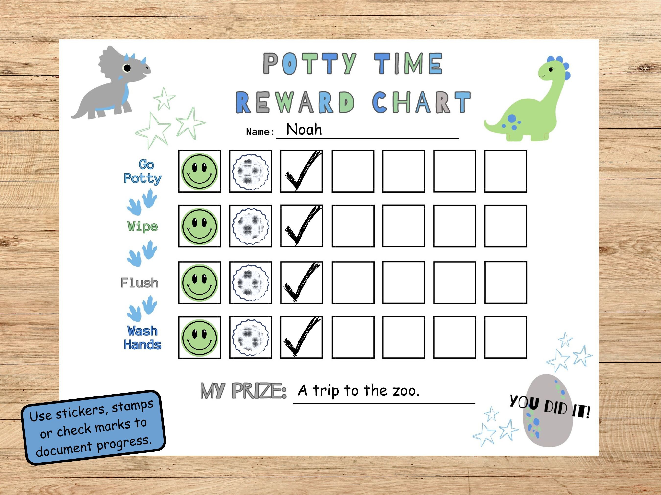 Potty Training Reward Chart, Prize Log, Sticker Chart, Toddlers, Kids ...
