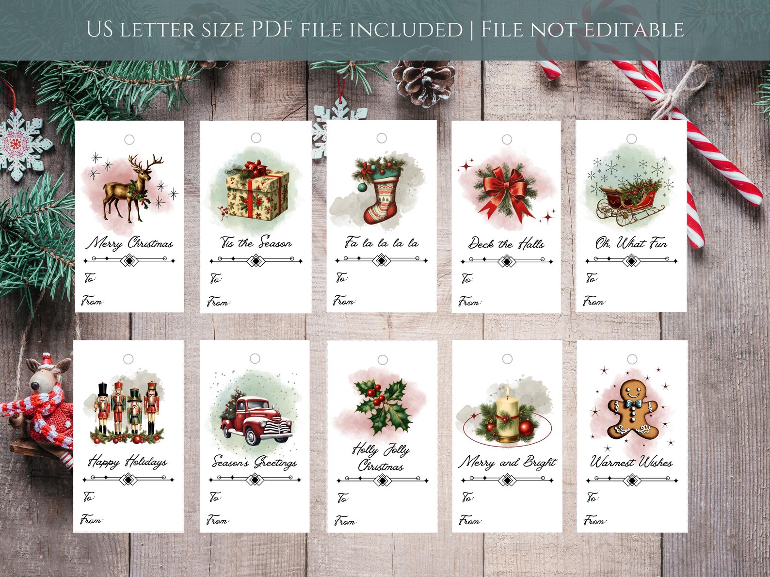 Printable Retro Christmas Gift Tags | Vintage Junk Journal Labels ...