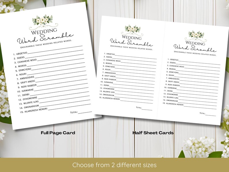 Wedding Word Scramble, Printable Wedding Shower Game, Bridal Shower ...