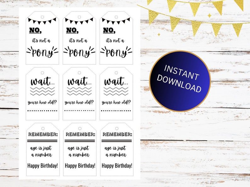 Funny Birthday Gift Tags, Printable Birthday Gift Tags, Gift Labels ...